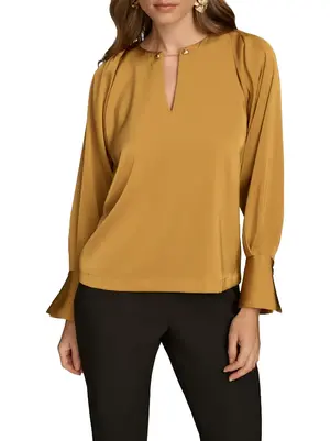 Donna Karan New York Donna Karan New York Chain Detailed Crepe Top Antique Gold