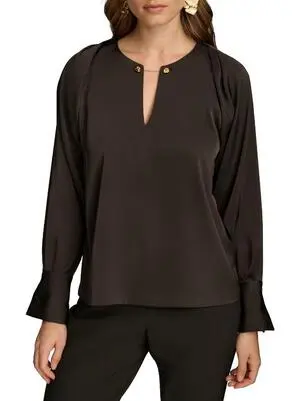 Donna Karan New York Chain Detailed Crepe Top - Black