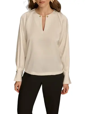 Donna Karan New York Donna Karan New York Chain Detailed Crepe Top Ivory