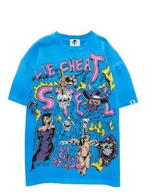 WARREN LOTAS Lie Cheat Steal Tee Shirt - Electric Blue