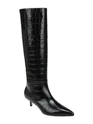 Veronica Beard Lisa 45 Knee High Boots - Black Croc