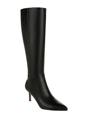 Veronica Beard Lisa 45 Knee High Boots Black Leather/ Black Zipper