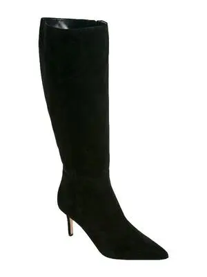 Veronica Beard Lisa 45 Knee High Boots - Black Suede