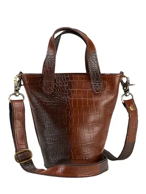 SAREP + ROSE Sarep + Rose Sara Mini Leather Tote Bag Ombre Brown