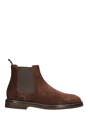 Brunello Cucinelli Contrast-stitch Suede Chelsea Boots - Brown