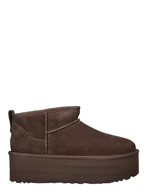 UGG Classic Ultra Mini Platform Suede Boots - Brown