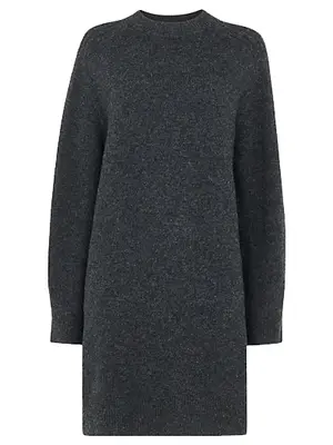 Whistles Ava Wool Knitted Mini Dress - Grey