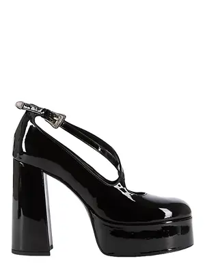 The Kooples Block-heel Platform Patent-leather Pumps - Black