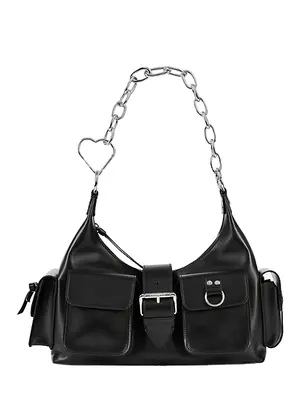 The Kooples Amelia Leather Shoulder Bag With Chain Handle - Black