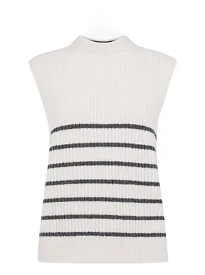 Whistles Round-neck Striped Knitted Tank - Cream