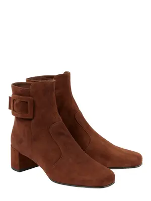 ROGER VIVIER Tres Vivier Polly Suede Ankle Boots - Brown
