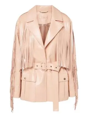 Chloé Fringed Leather Jacket - Pink
