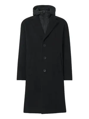 Herno Wool-blend Hooded Coat - Black