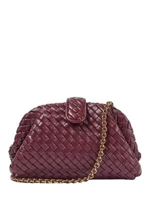 Bottega Veneta Lauren 1980 Small Intrecciato Leather Clutch - Burgundy