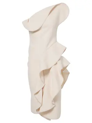 Maticevski Ruffled One-shoulder Midi Dress - White