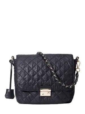 Mz Wallace MZ WALLACE Crosby Lock Quilted Nylon Crossbody Bag Black