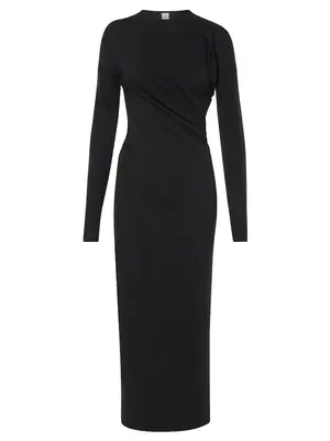 TOTEME Asymmetric Jersey Midi Dress - Black