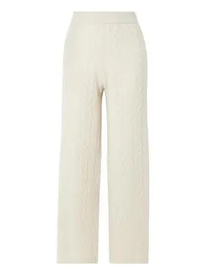 LISA YANG Dagny Cable-knit Straight-leg Track Pants - Neutrals