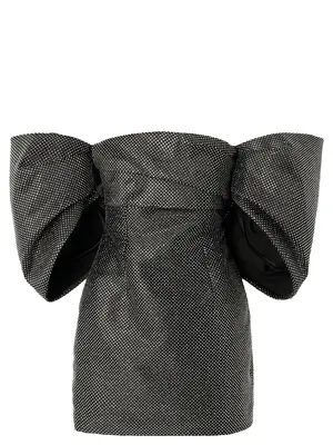 Solace London Elina Off-the-shoulder Crystal-embellished Mini Dress - Black