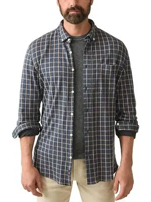 Faherty Brand Coastline Knit Plaid Button Down Shirt - Twilight Check