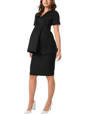 MARION Knee Length Maternity Pencil Skirt - Black