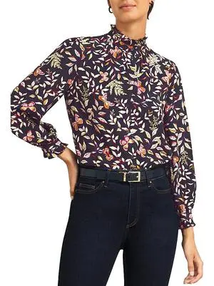 HOBBS LONDON Elspeth Ruffled Blouse - Navy Multi