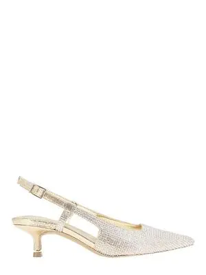 KENNETH COLE Martha Crystals Slingback Pumps Gold Fabric
