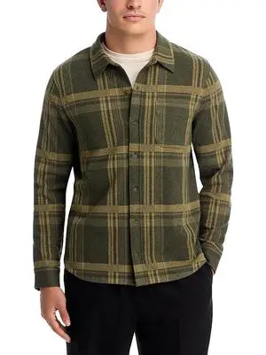 Vince Plaid Knit Shirt Jacket - Dark Leaf