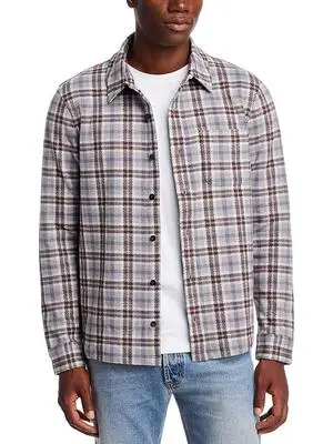 Vince Plaid Knit Shirt Jacket - Fog