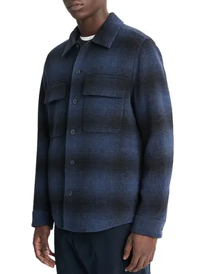 Vince Wool & Nylon Splittable Plaid Shirt Jacket - Ultramarin