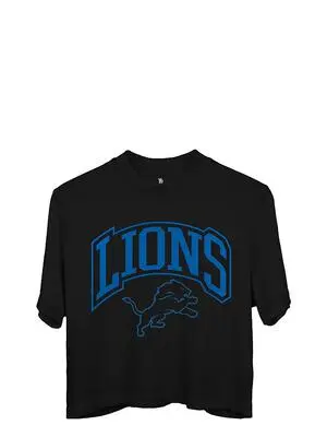 Junk Food Clothing Nfl Detroit Lions Blitz Mock Neck Crop - Black
