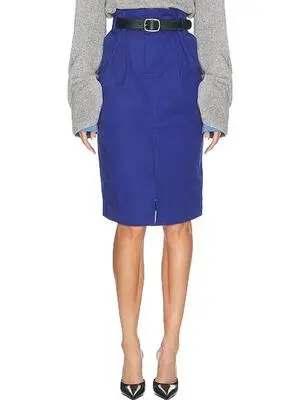 HELSA Paperbag Waist Cotton Skirt - Workman Blue
