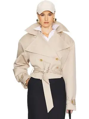 HELSA Oversized Cropped Trench - Chino