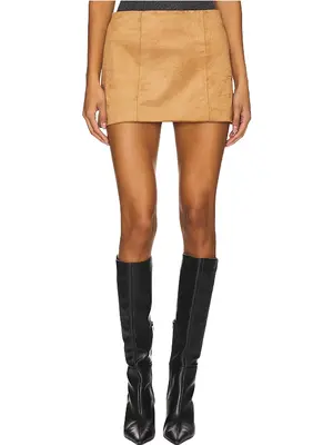 Tularosa Faux Suede Mini Skirt - Desert Brown
