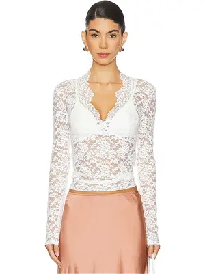 Free People X Intimately Fp All Day Lace Long Sleeve Top - Ivory
