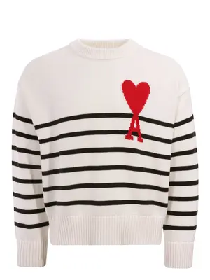 Ami De Coeur Striped Sweater - White