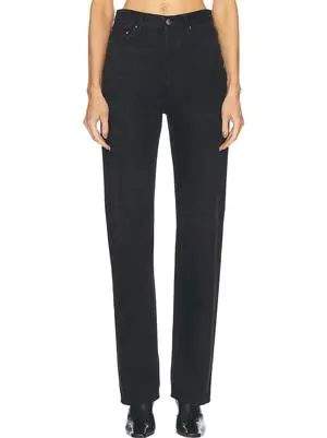 TOTEME Classic Cut Full Length Straight Leg Jeans - Faded Black