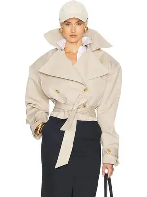 HELSA Oversized Cropped Trench - Chino