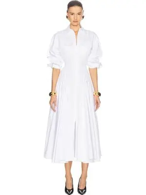 HELSA Godet Shirt Dress - White