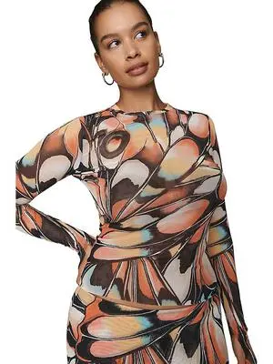 AFRM AFRM Kaylee Long-Sleeve Mesh Top Brandy Butterfly