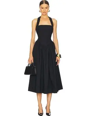 HELSA Faille Halter Midi Dress In . Also - Black