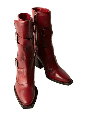 Free People We The Free Carter Belted Leather Boots Chili Pepper Florence