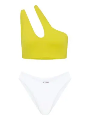LET'S SWIM Let's Swim Teardrop One-Shoulder Bikini Top Yellow