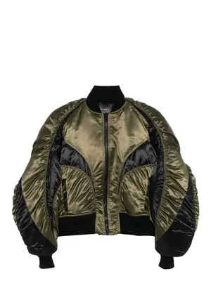 MUGLER Satin Bomber Jacket - Green
