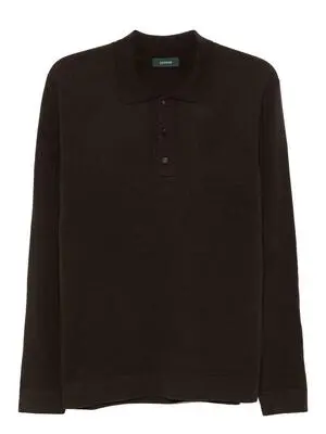 ZANONE Knitted Polo Shirt - Brown