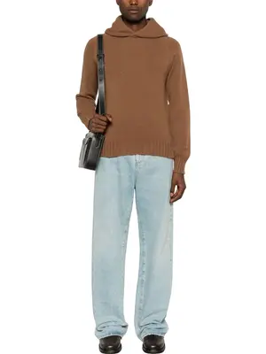MA'RY'YA Ribbed-knit Hoodie - Brown