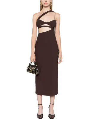 NENSI DOJAKA Asymmetric Midi Dress - Brown