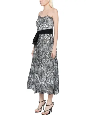 Marchesa Iris Floral Print Midi Dress - Black