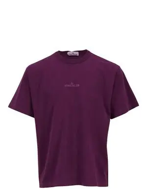 Stone Island Logo Embroidered T-shirt - Purple