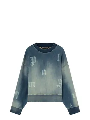 Palm Angels Logo-print Washed Sweatshirt - Blue